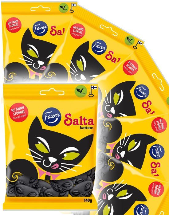 24 St Påsar med Fazer Salta Katten - Kattformad Saltlakrits - Helt Låda ...