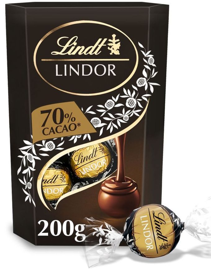 Lindt Lindor Extra Dark - Mörk tryffelchoklad med fyllning 200 gram ...