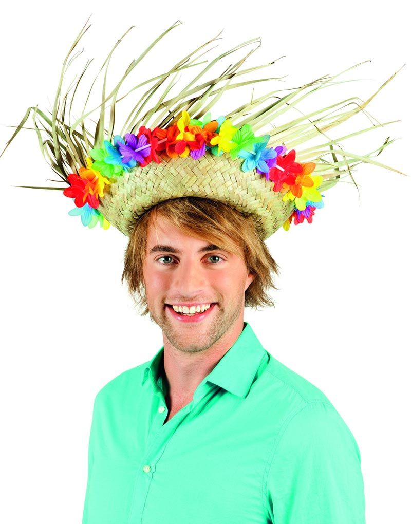 Hawaii Stråhatt Pyntad med Blommor