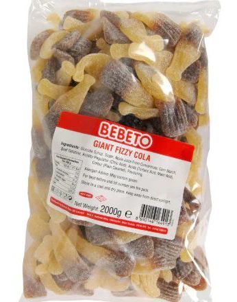2 kg Bebeto Giant Fizzy Cola-flaskor - Påse med stora sura cola-flaskor ...