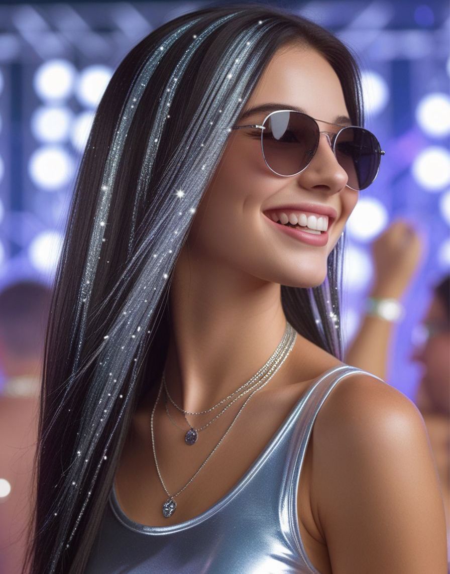 3 st Tinsel Hair Extensions 50 cm - Sølv - Silverfärgade Peruker ...