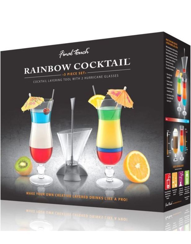 Rainbow Cocktail - Set för cocktails med flera lager och två glas ...