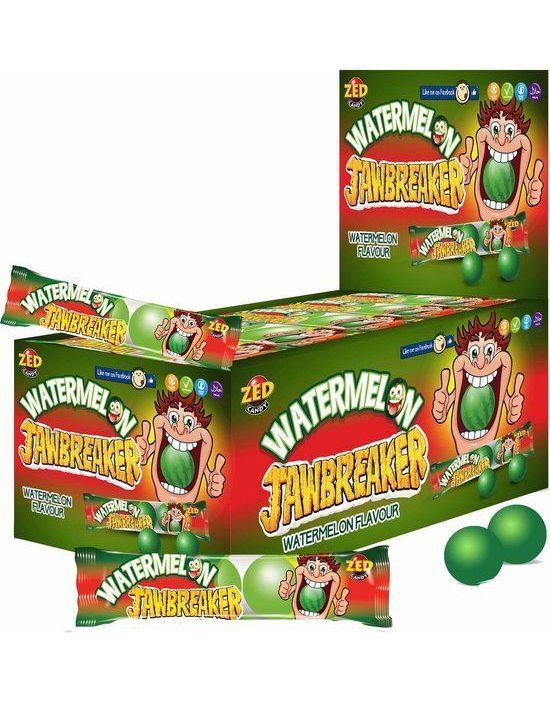 40 st 4-pk Zed Jawbreaker med Smak av Vattenmelon och Kärna av Tuggummi 1320 g - Hela Lådan - Se ...