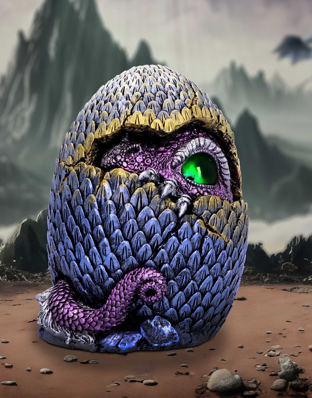 Blå/Guld Färgad Drakägg Dekoration 15,2 cm - Diverse - Figurer ...