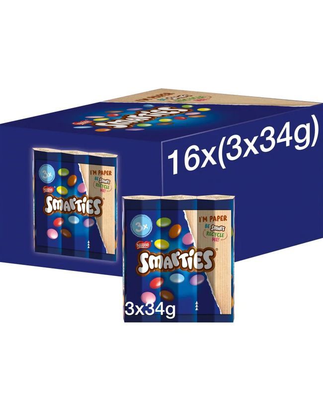 16 st 3-pack Smarties Tubes - Hel Låda 1632 gram - Se Alla Våra ...