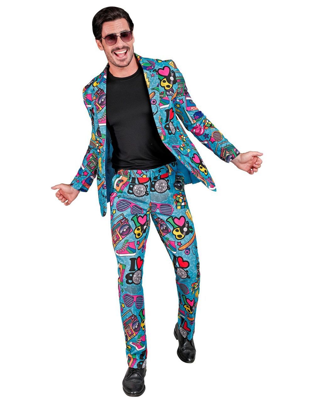 80-Tals UV Glow Blå Retro Maskeraddräkt - Maskeradkläder Vuxen ...