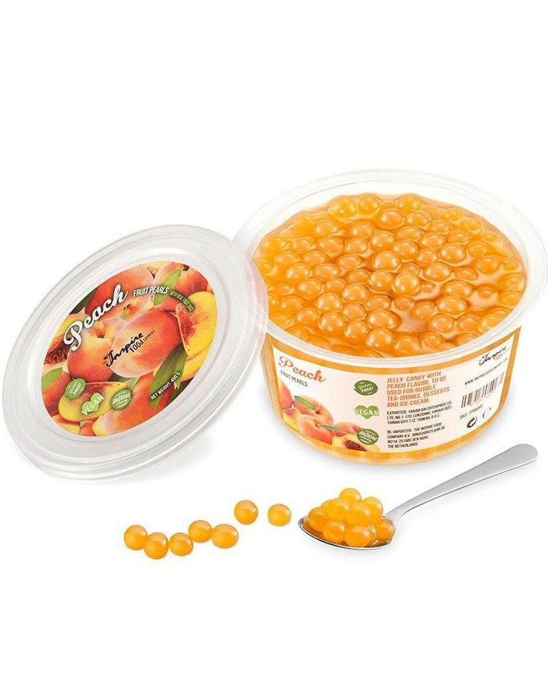 Fruit Pearls Peach - Persika Gelépärlor till Boba/Bubble Tea 450 Gram ...