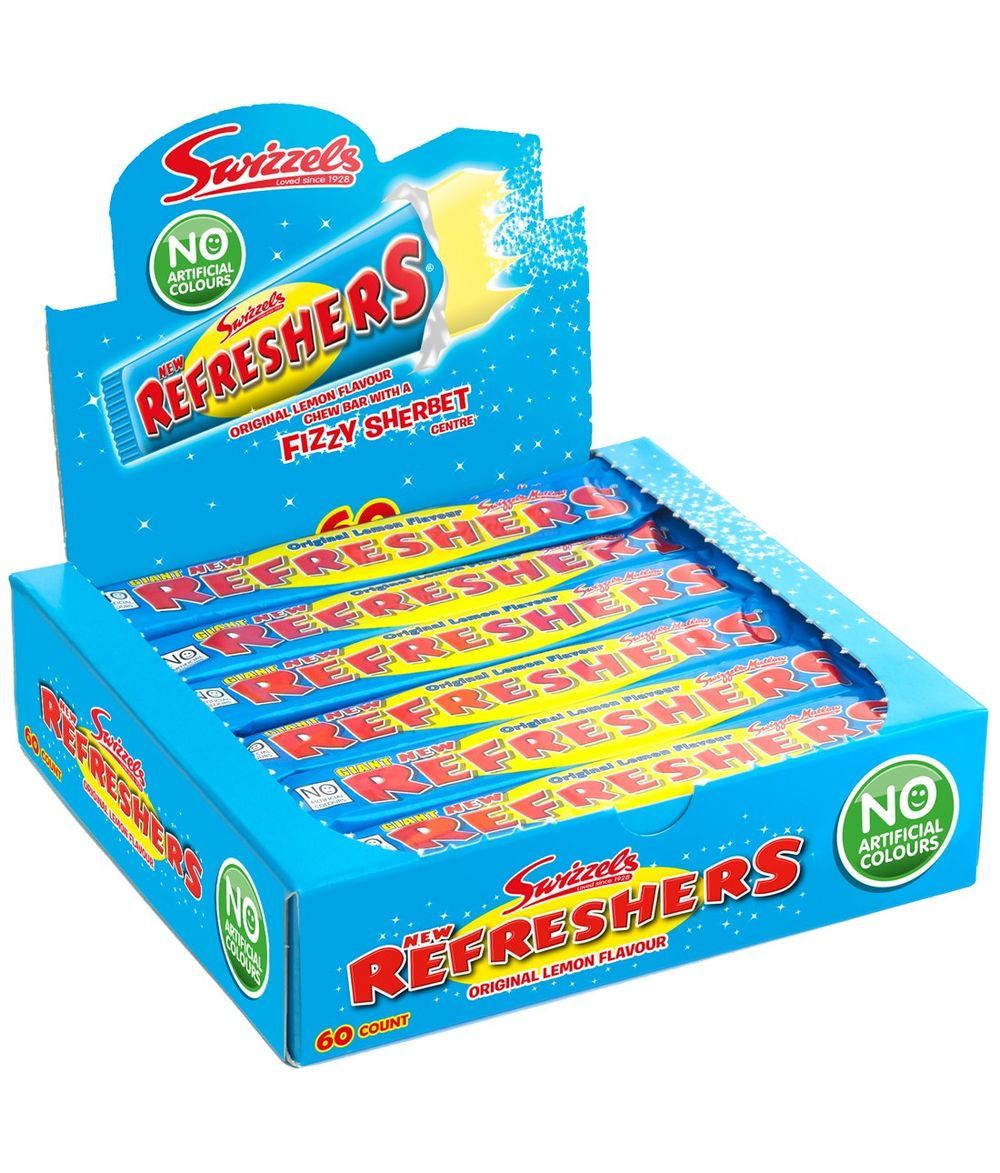 60 stk Swizzels Refreshers Chew Bar med Citronsmak 18 gram - Hel Låda ...