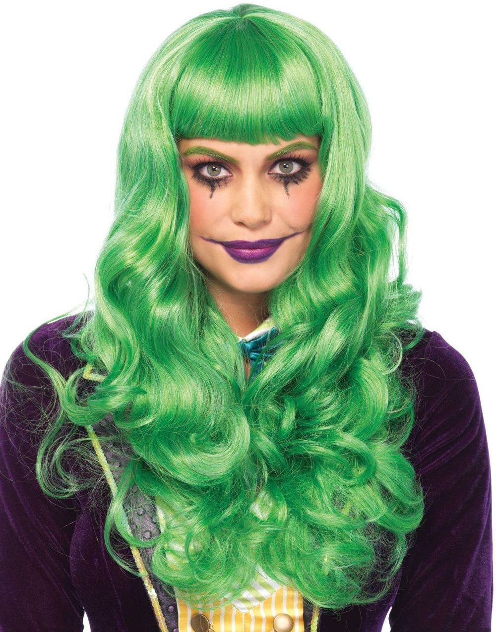 Lång Vågig Peruk med Lugg – Grön - Gröna Peruker - Peruker Efter Färg ...