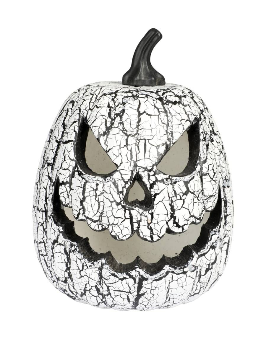 Vit Pumpa Lykta med LED-Ljus 21 cm - Halloween Pumpor - Figurer och ...