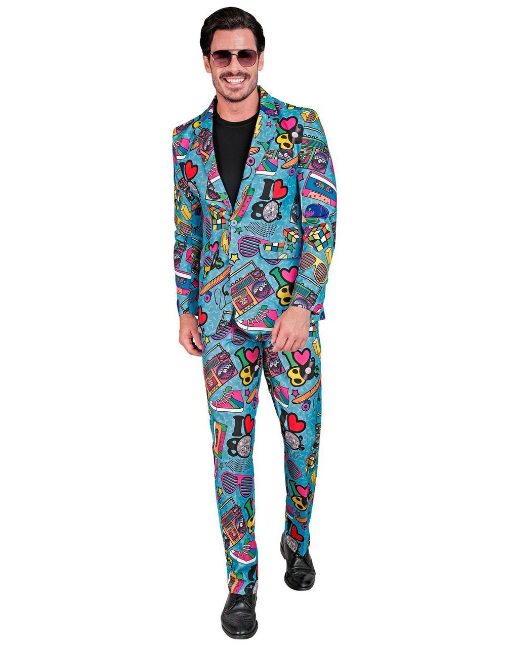 80-Tals UV Glow Blå Retro Maskeraddräkt - Maskeradkläder Vuxen ...