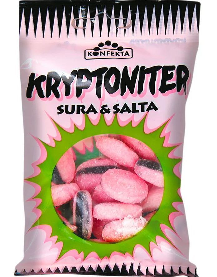 Sura och Salta Kryptoniter med Lakritspulver-Kärna 60 gram - Se Alla ...