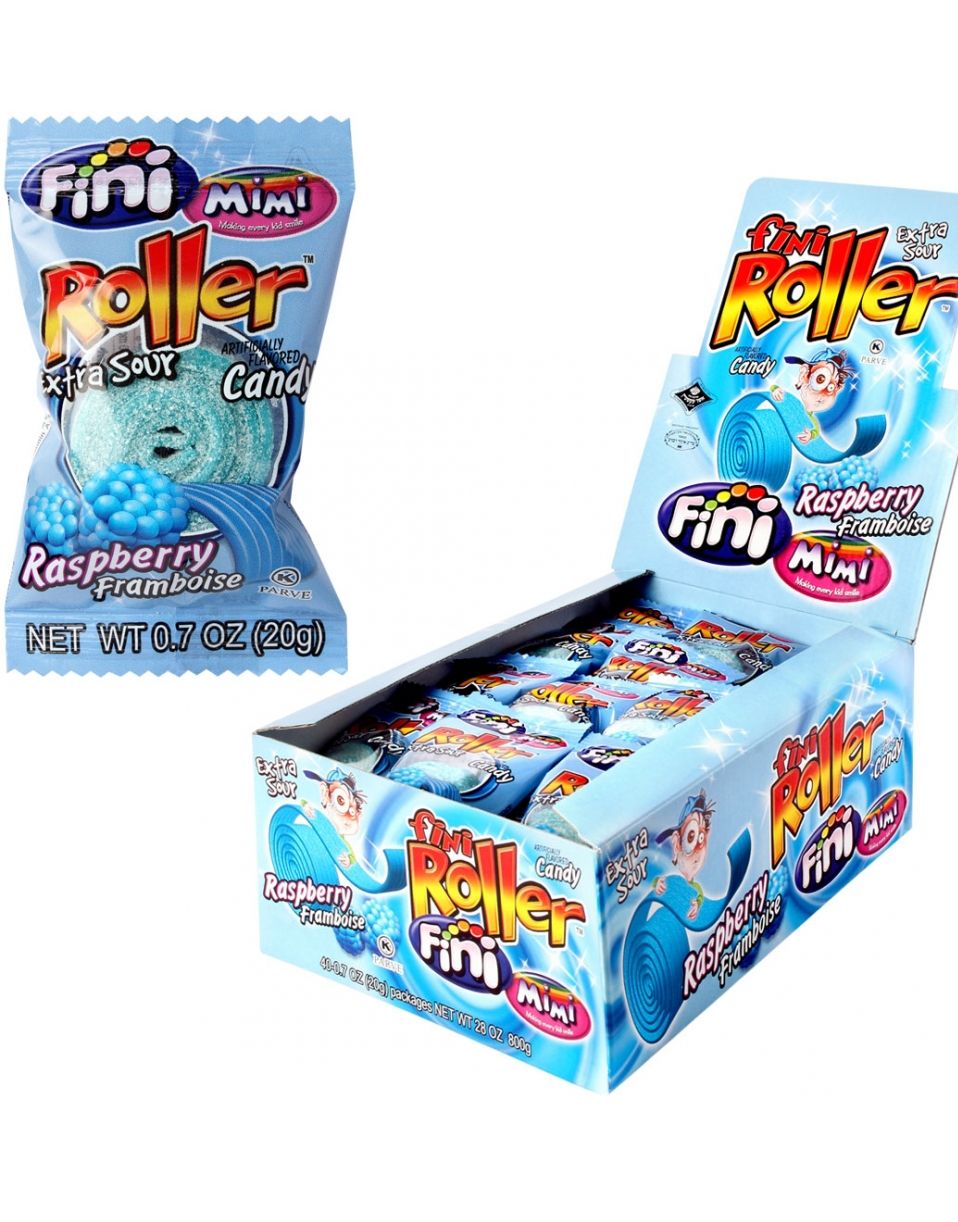40 stk Fini Blue Raspberry Roller Fizz / Blå Vingummi - Hel Låda - Se ...