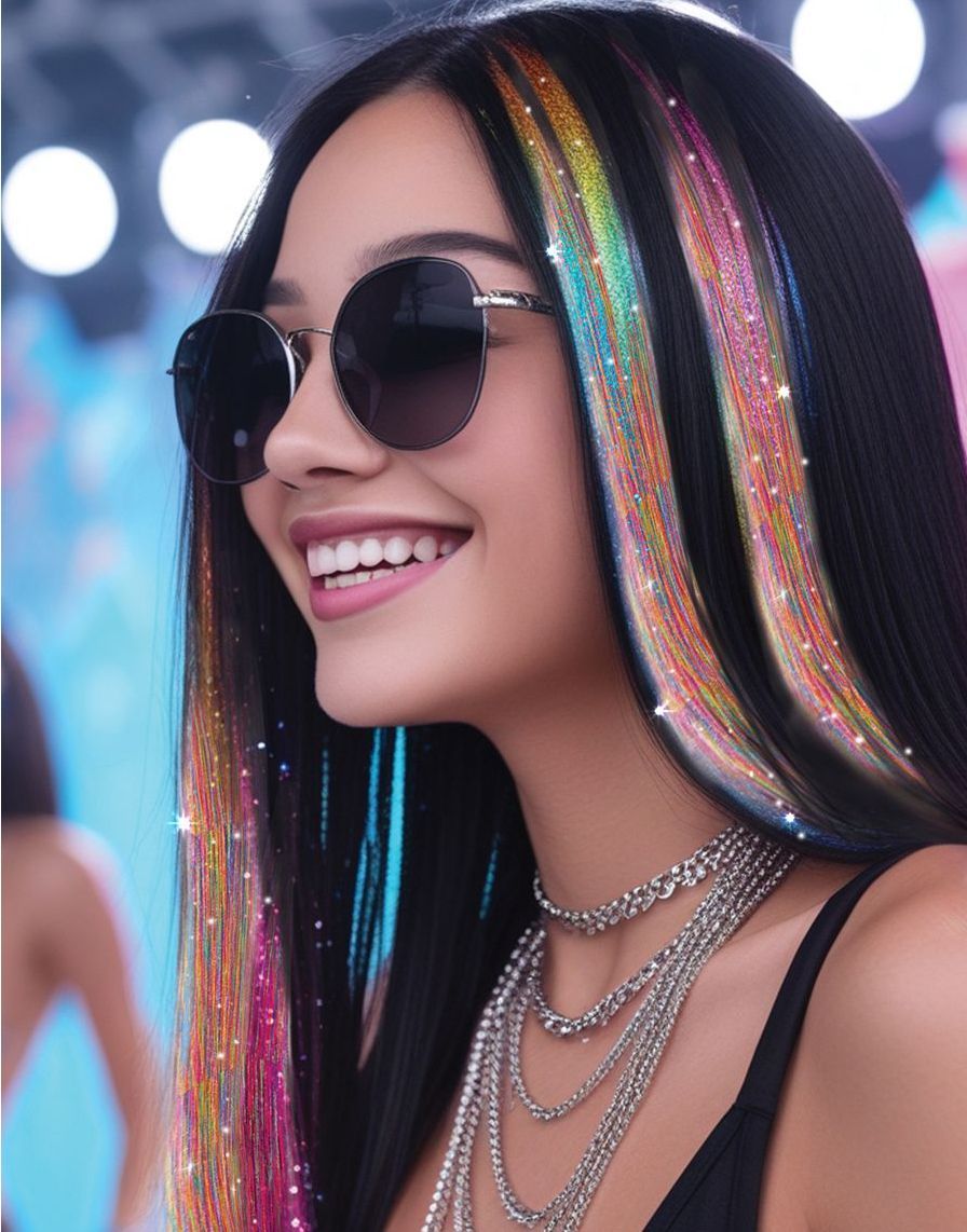 3 st Tinsel Hair Extensions 50 cm - Flerfärgad - Färgade Peruker ...