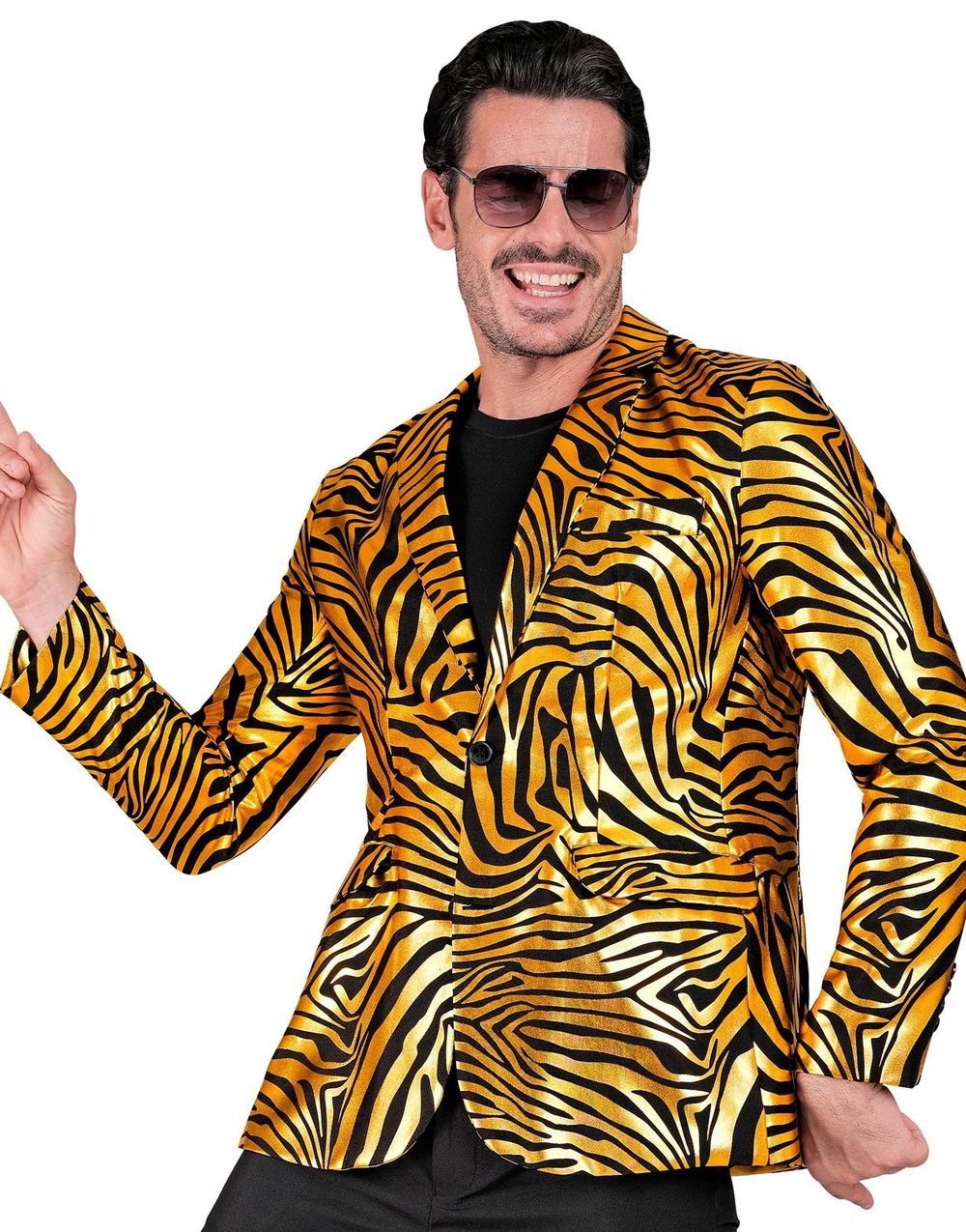 Maskeradjacka till Man med Guldfärgat Djurmönster - Lejon och Tigrar ...