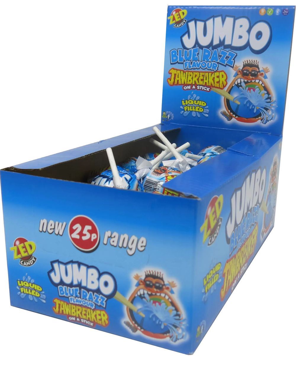 36 st Zed Jumbo Pop Blue Raspberry - Jawbreaker Godisklubba på Pinne ...