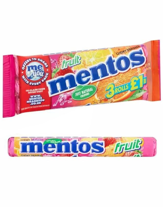 3 st Rullar med Mentos Fruit 114 gram - Se Alla Våra Sötsaker ...