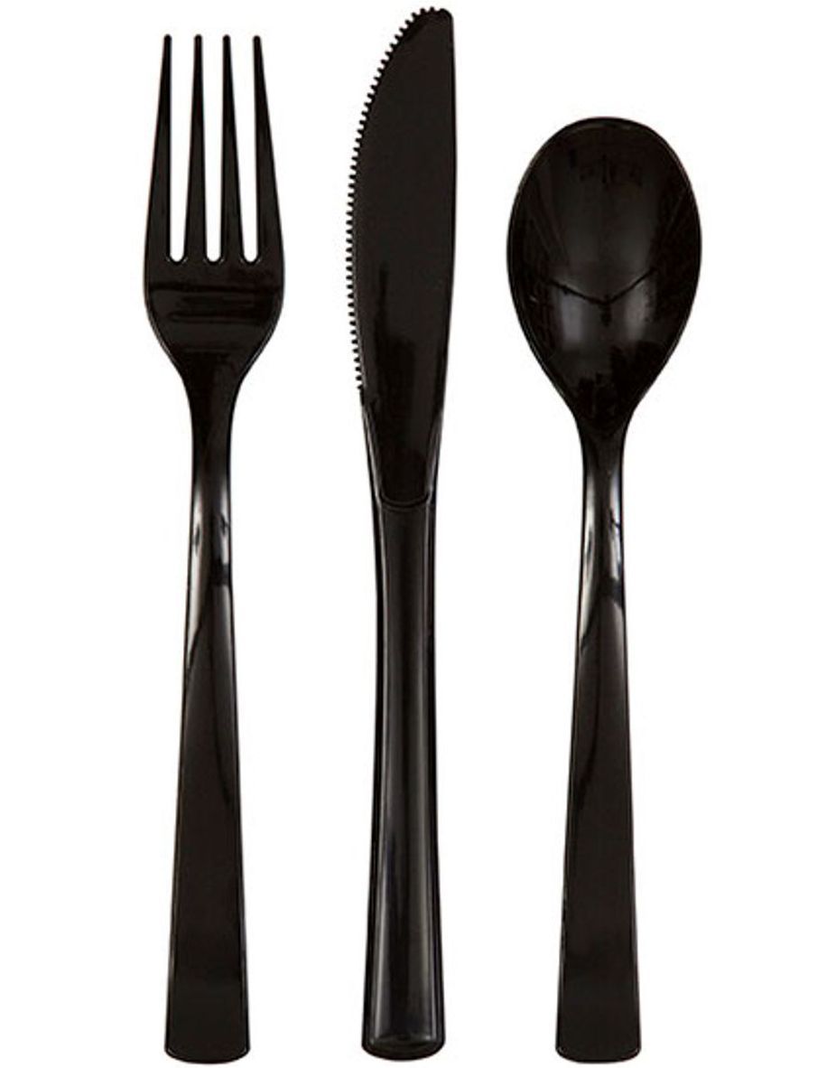 18 delar återanvändbara svarta plastbestick - Bestick - Bestick och ...