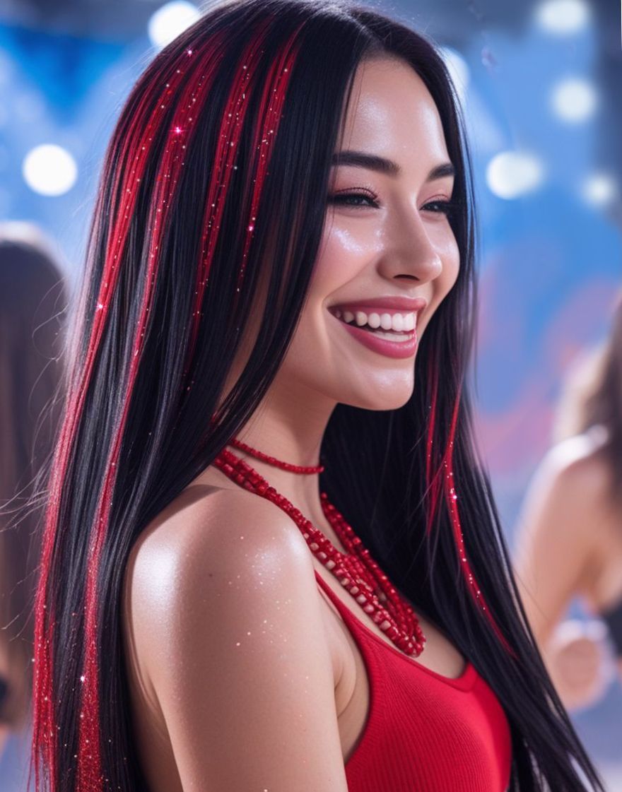 3 st Tinsel Hair Extensions 50 cm - Röd - Röda Peruker - Peruker Efter ...