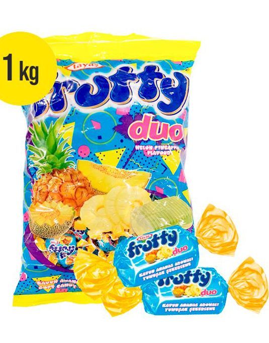 1 kg Frutty Duo Pineapple/Honeydew Melon - Stor Påse Karameller med ...