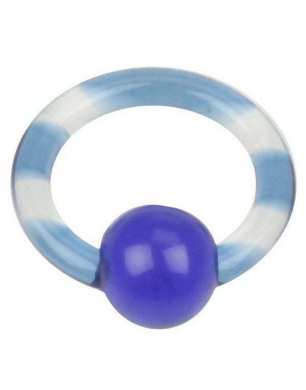 Akryl Blue Stripes Ball Closure Ring Piercing