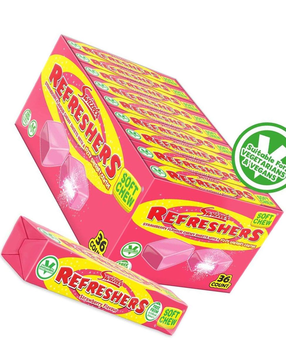 36 stk Swizzels Refreshers Chew Blocks med Jordgubbssmak ...
