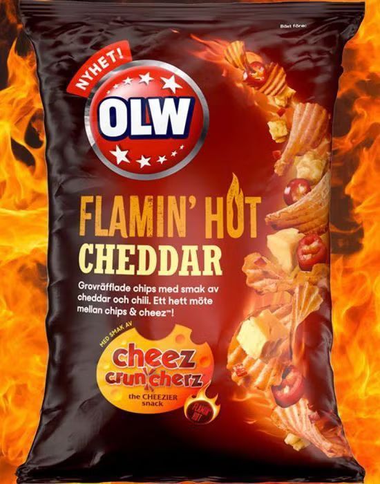 OLW Flamin Hot Cheddar 175 gram - Se Alla Våra Sötsaker - Sötsaker och ...