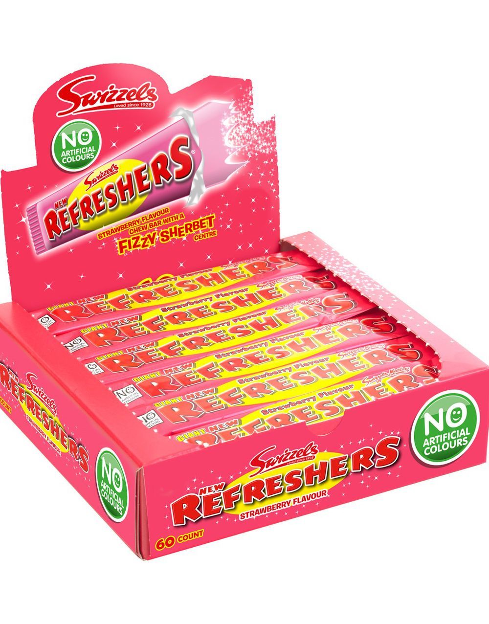 60 stk Swizzels Refreshers Chew Bar med Jordgubbssmak 18 gram - Hel ...