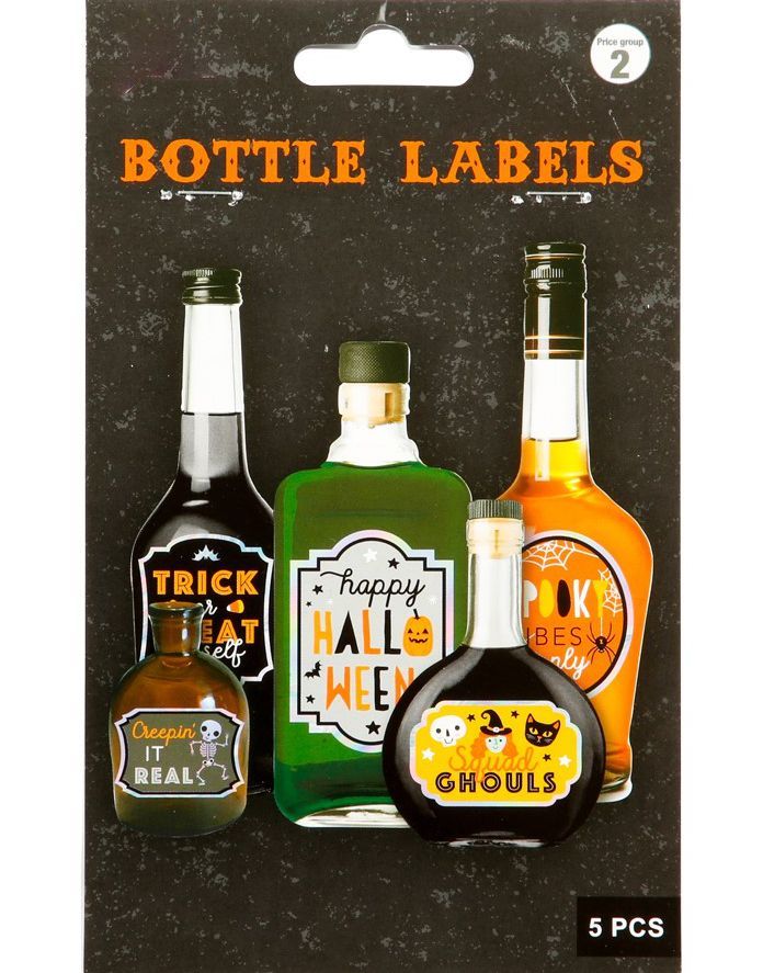 5 st Halloween flasketiketter - Klistermärken - Leksaker och Spel - BARN