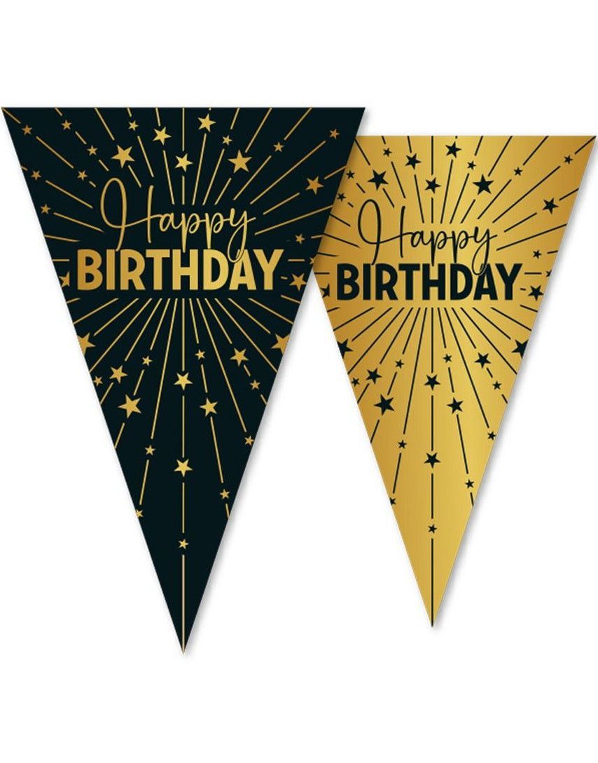 Happy Birthday - 10 Meter Banner Med 15 Flagg - Flaggbanner - Girlanger ...