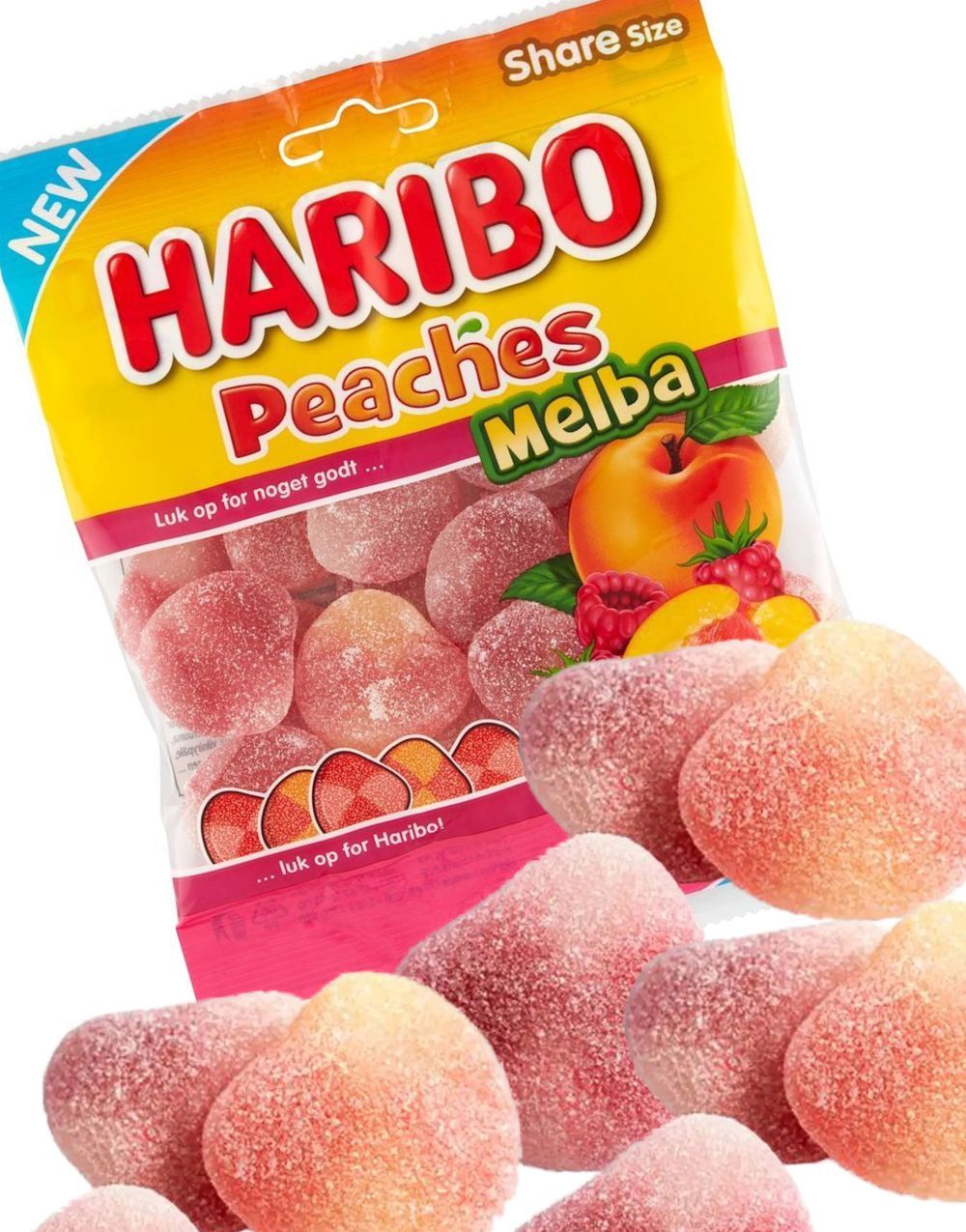 Haribo Peaches Melba - Sockrade Vingummi 80 gram - Se Alla Våra ...