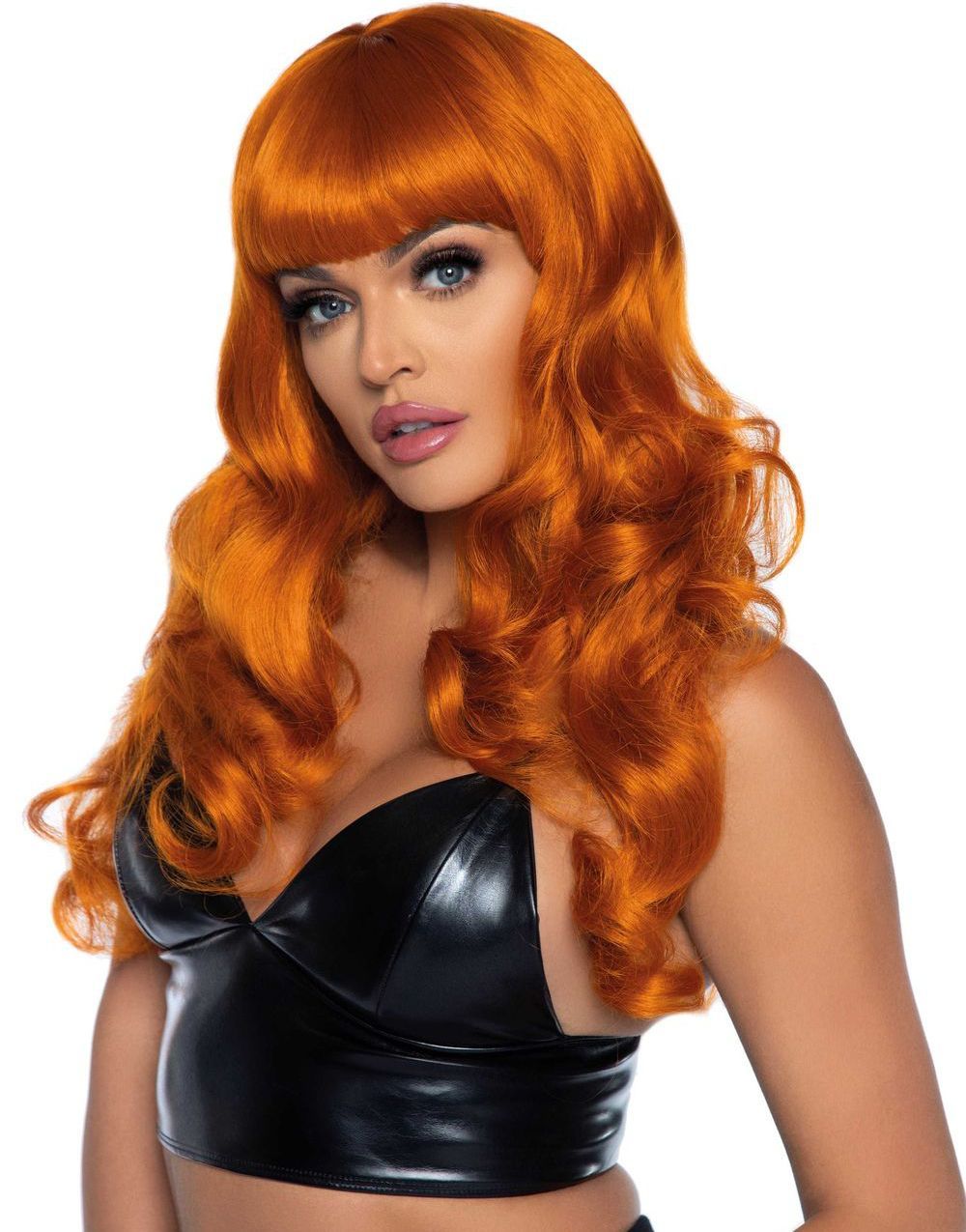 Lång Vågig Peruk med Lugg – Orange - Orange Peruker - Peruker Efter ...