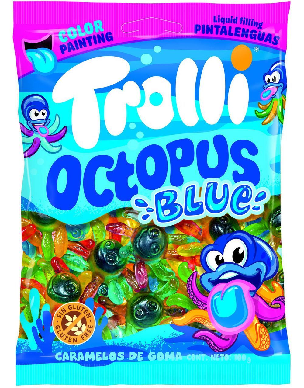 Trolli Octopus Blue - Tungfärgad Vingummi Bläckfiskar med Fruktsmak ...