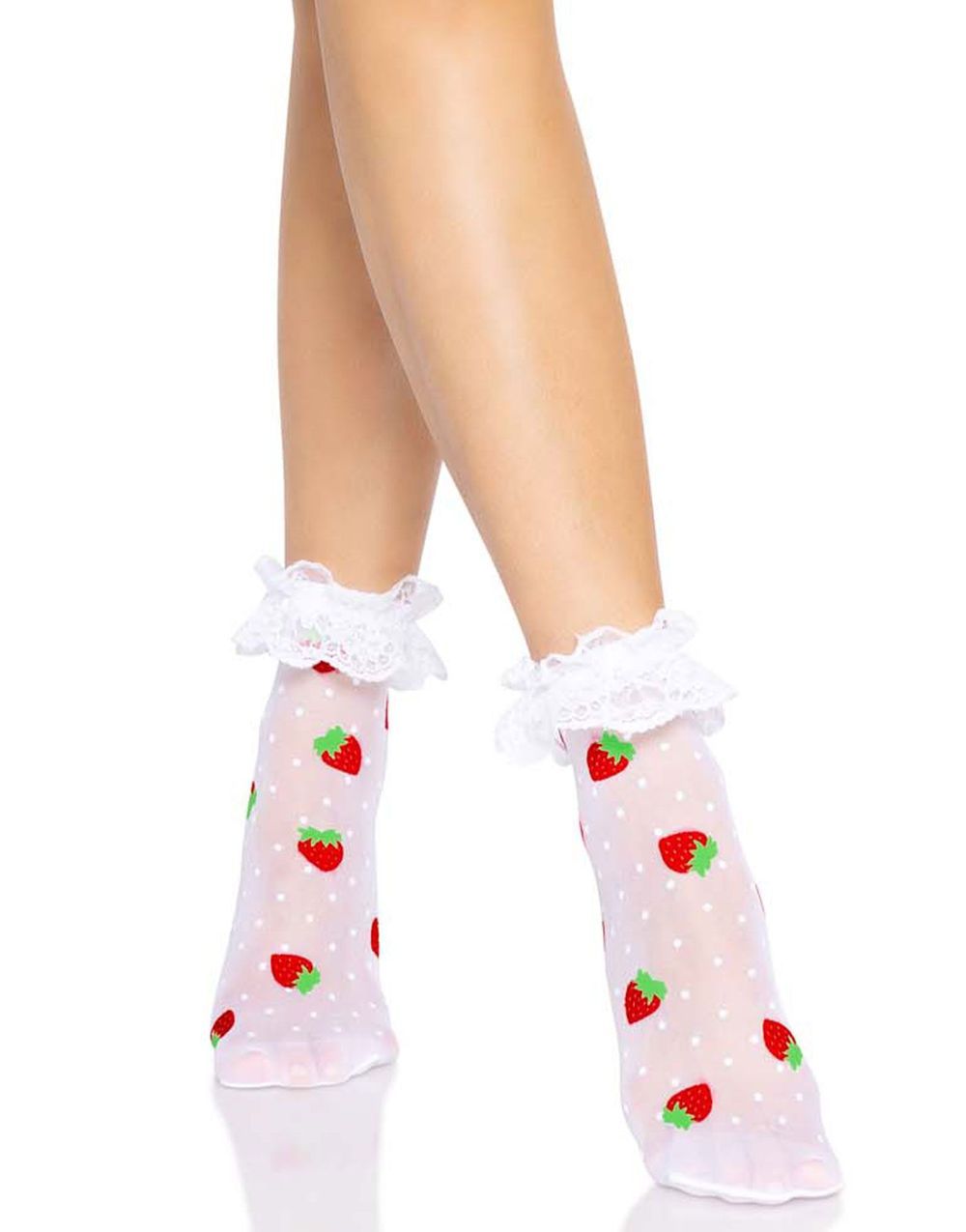 Ljusa Rosa Strumpor med Jordgubbar - Sockor - Strumpor & Tights - MASKERAD