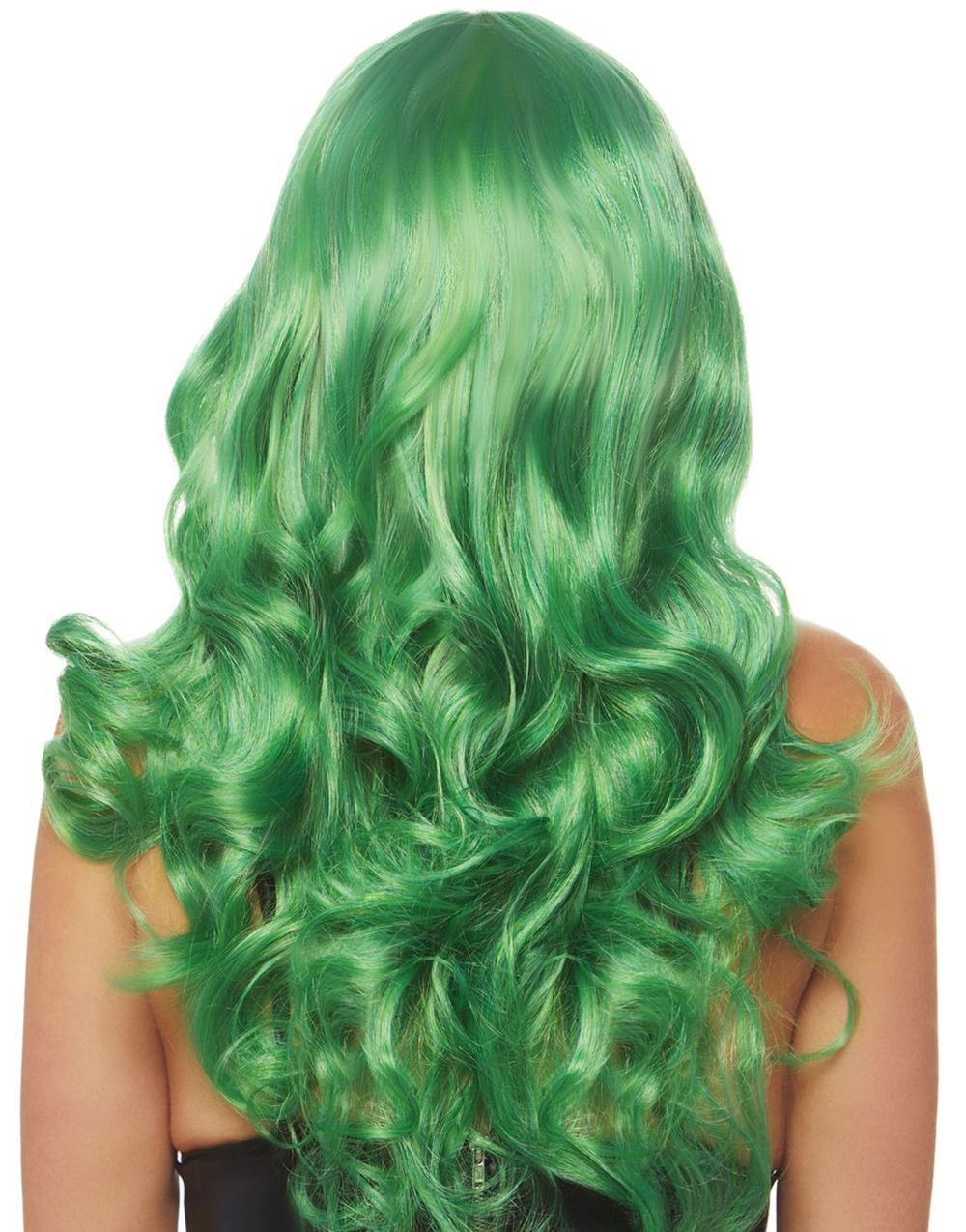 Lång Vågig Peruk med Lugg – Grön - Gröna Peruker - Peruker Efter Färg ...