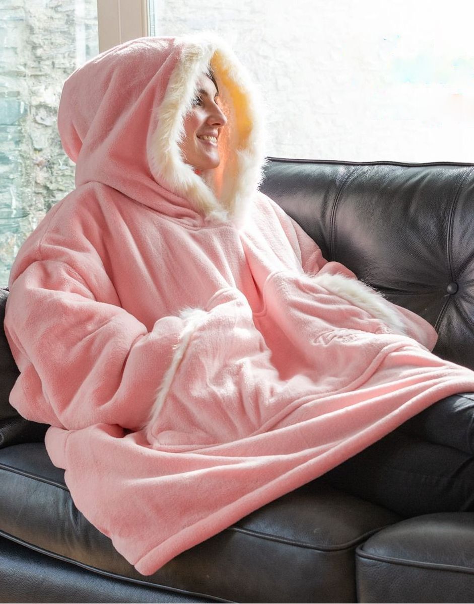 Snug Rug Eskimo Sherpa Fleece Hoodie i Rosa - Plädar - Textilier - HUS ...