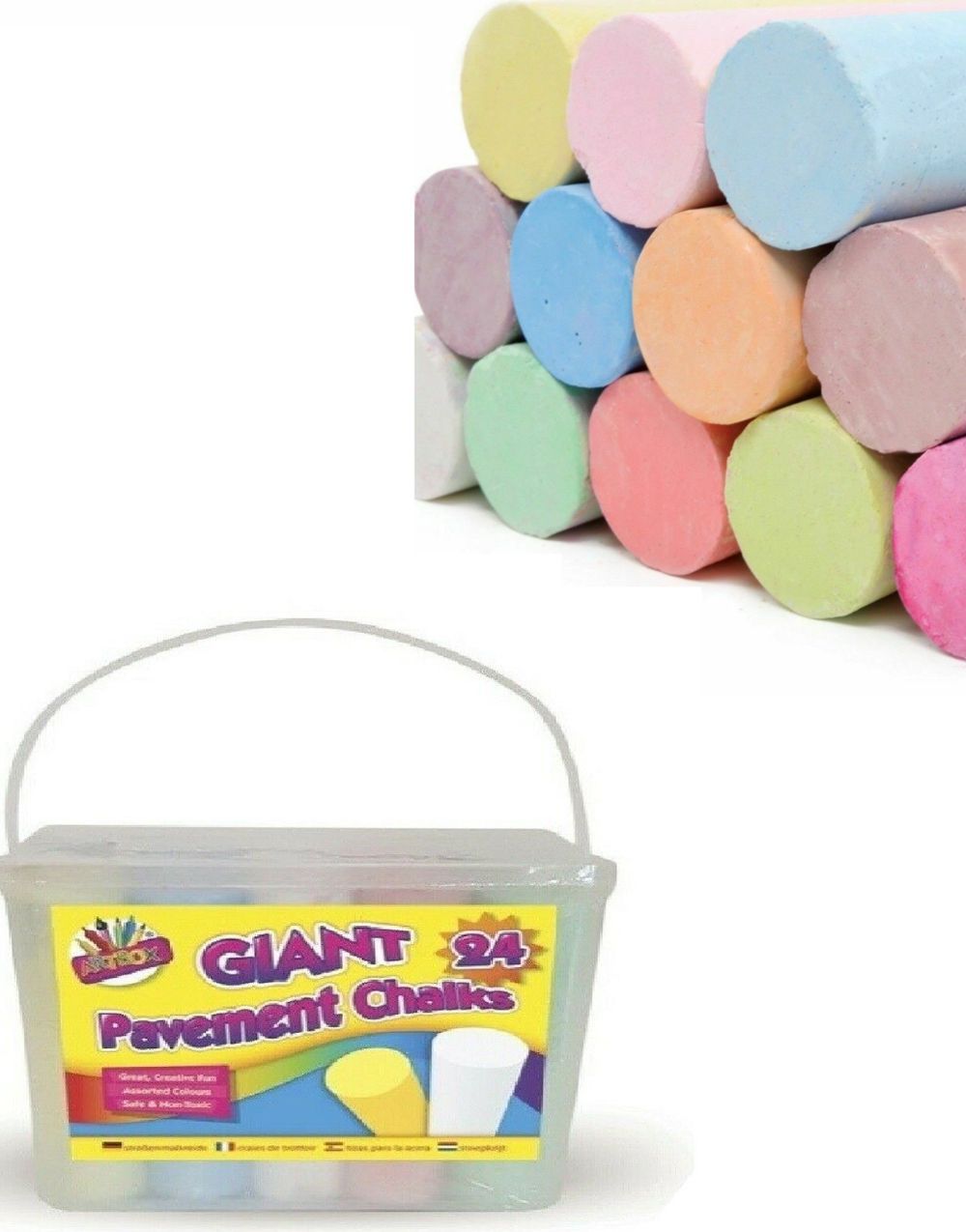 24 stycken Large Chalk i olika färger - Street Chalk i en stor hink ...