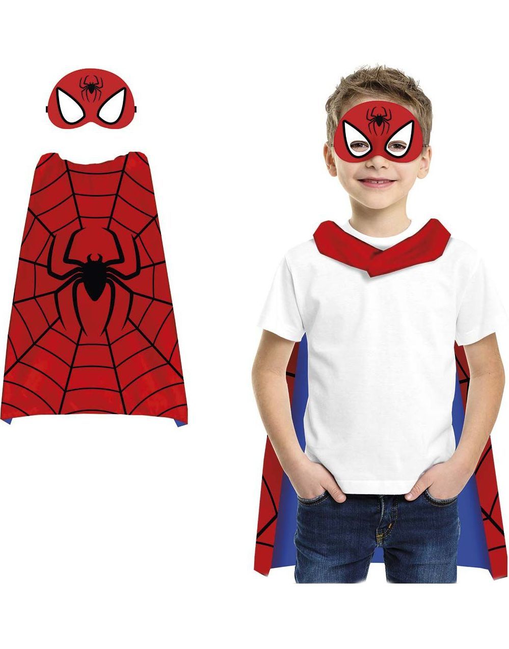 Spiderman-inspirerad mask och cape för barn - Maskeradset ...
